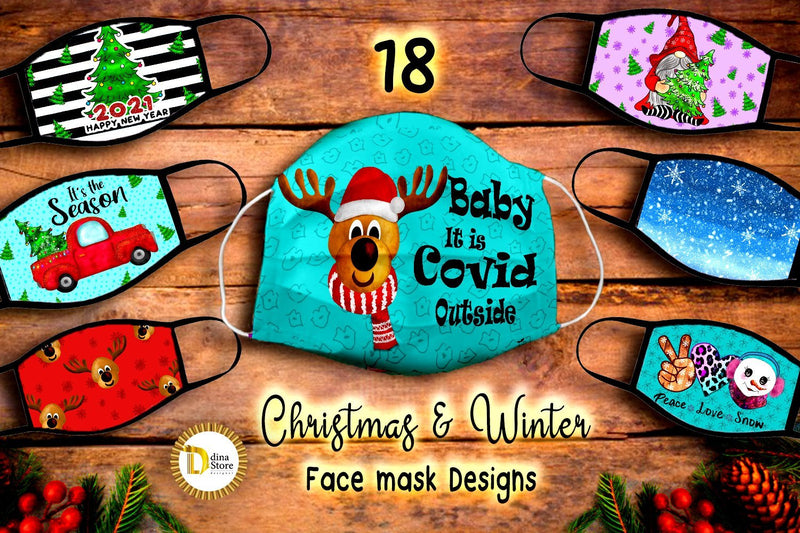 Christmas & Winter Face mask Sublimation Designs - So Fontsy