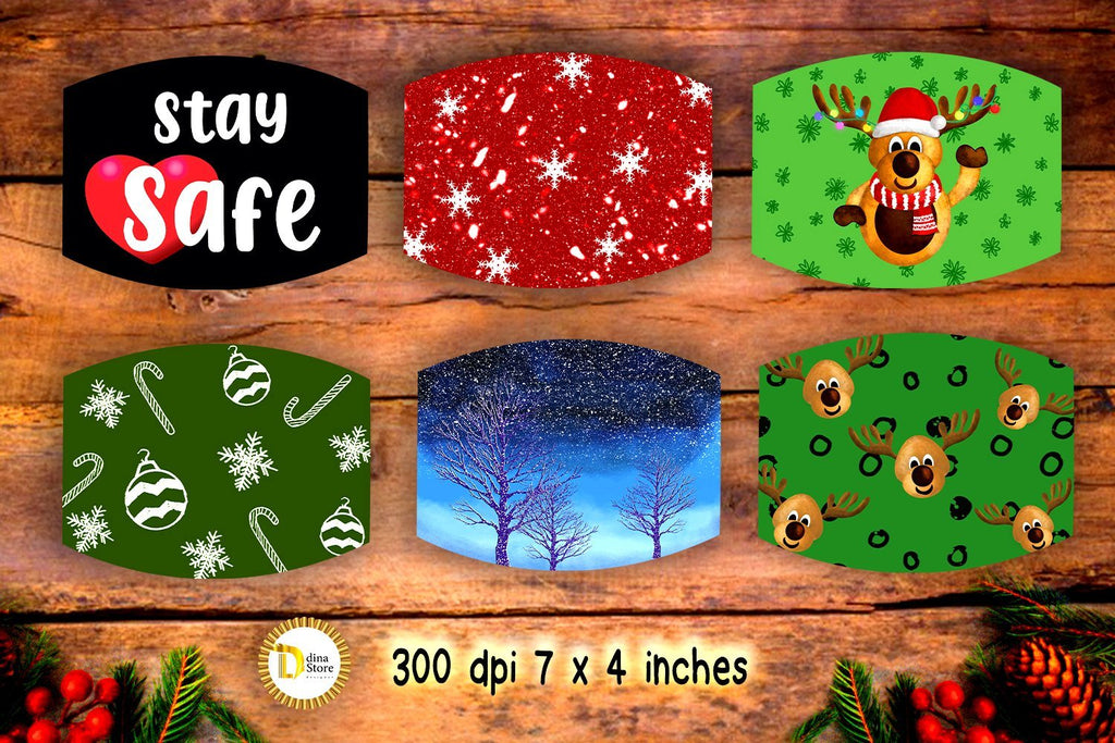 Christmas & Winter Face mask Sublimation Designs - So Fontsy