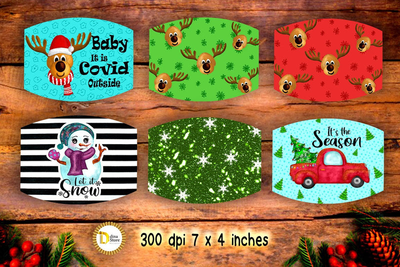 Christmas & Winter Face mask Sublimation Designs - So Fontsy