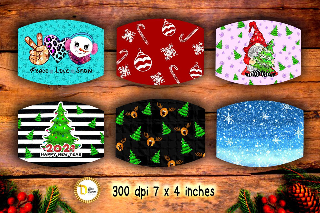 Christmas & Winter Face mask Sublimation Designs - So Fontsy