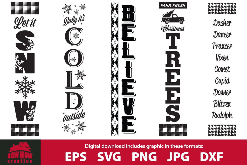 Christmas / Winter Porch Sign SVG Cutting File Bundle - So Fontsy