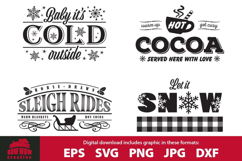 Christmas / Winter Quotes & Sayings SVG Cutting File Bundle - So Fontsy