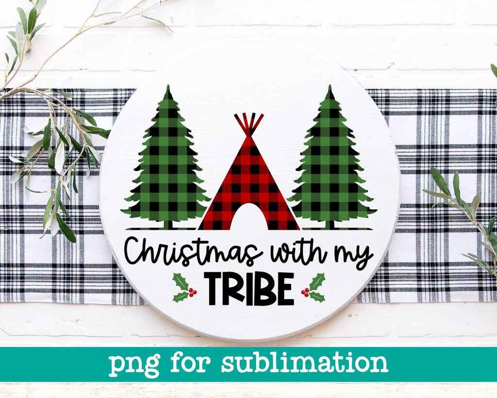 Christmas with my tribe png, Christmas png, Buffalo plaid png ...
