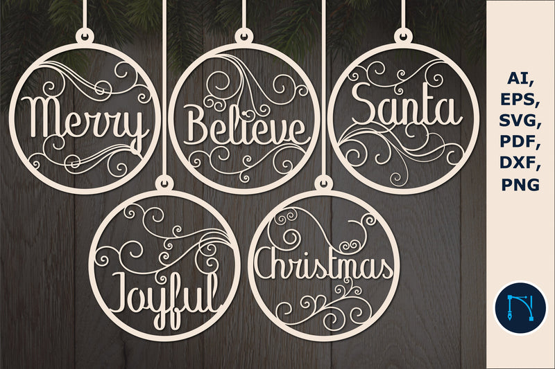 Christmas Word Ornaments SVG bundle - So Fontsy
