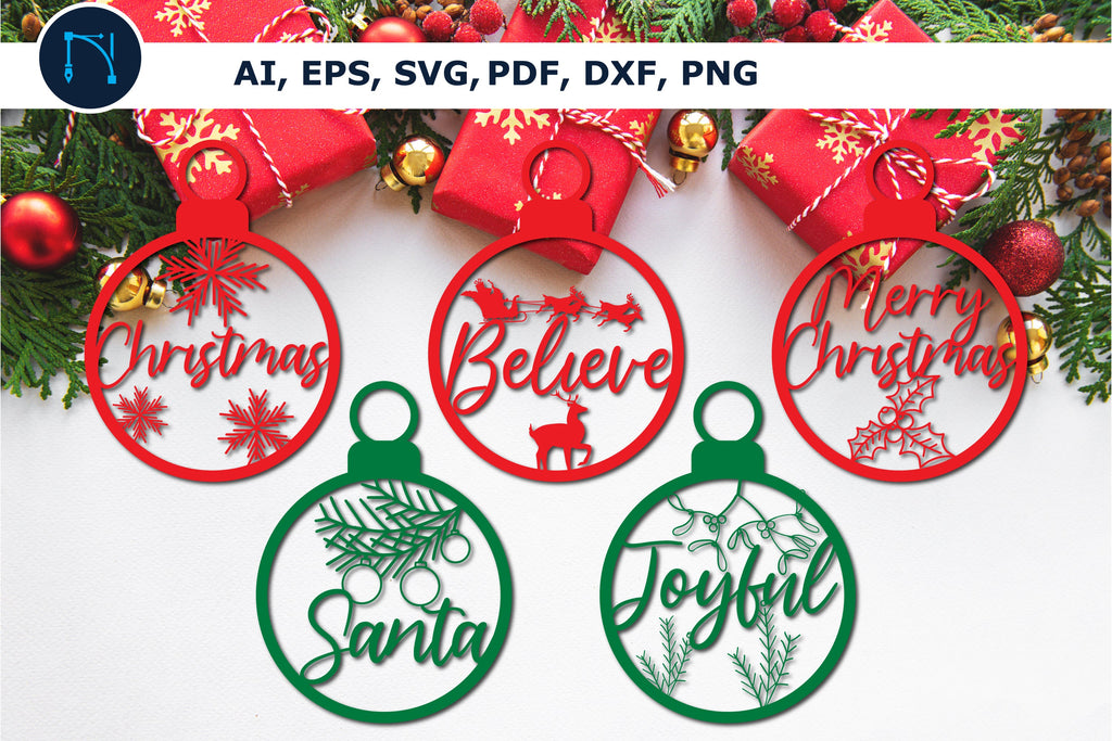 Christmas Word Ornaments SVG bundle - So Fontsy