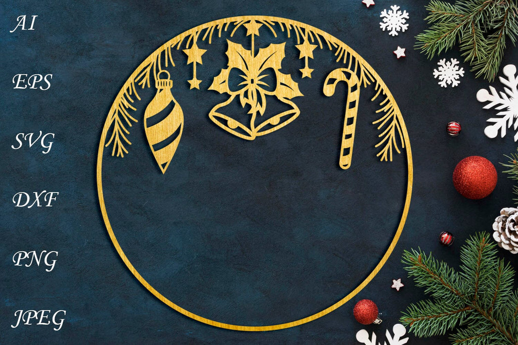 Christmas wreath svg, Papercut holiday round frame, Winter decoration ...