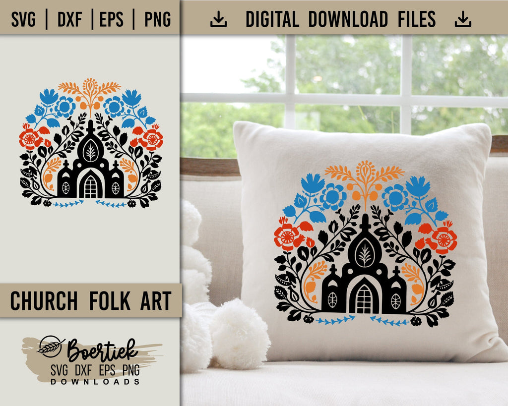 Church folk art, SVG file - So Fontsy
