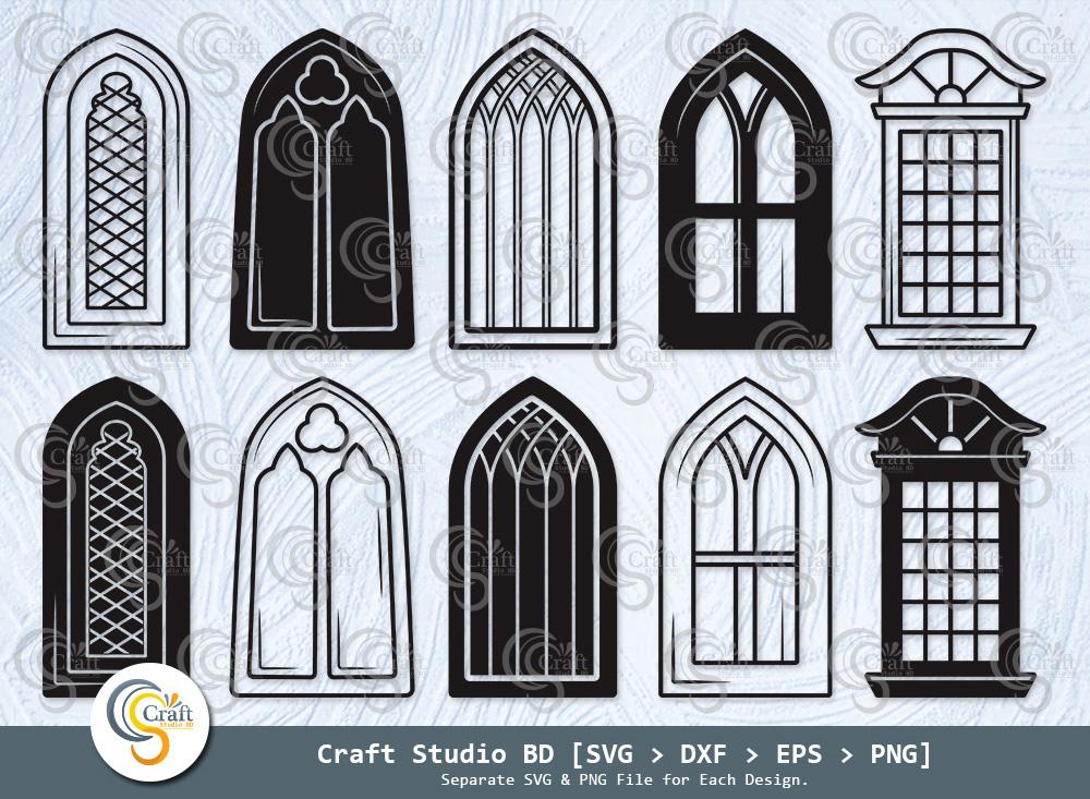 Church Windows Silhouette, Church Windows svg, Gothic Windows Icon Svg ...