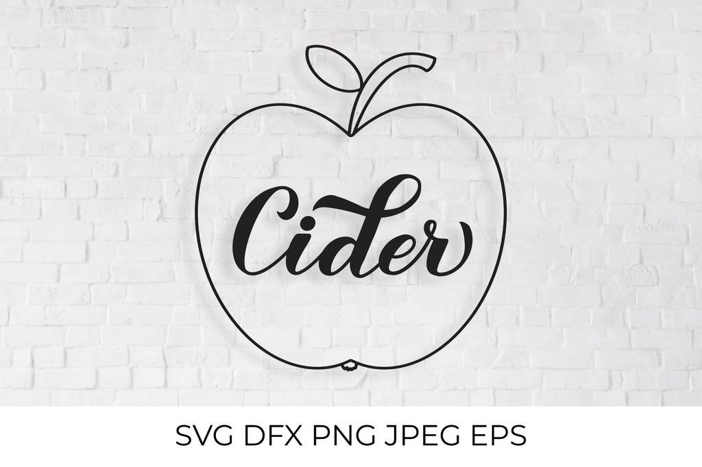 Cider calligraphy lettering and hand drawn apple - So Fontsy