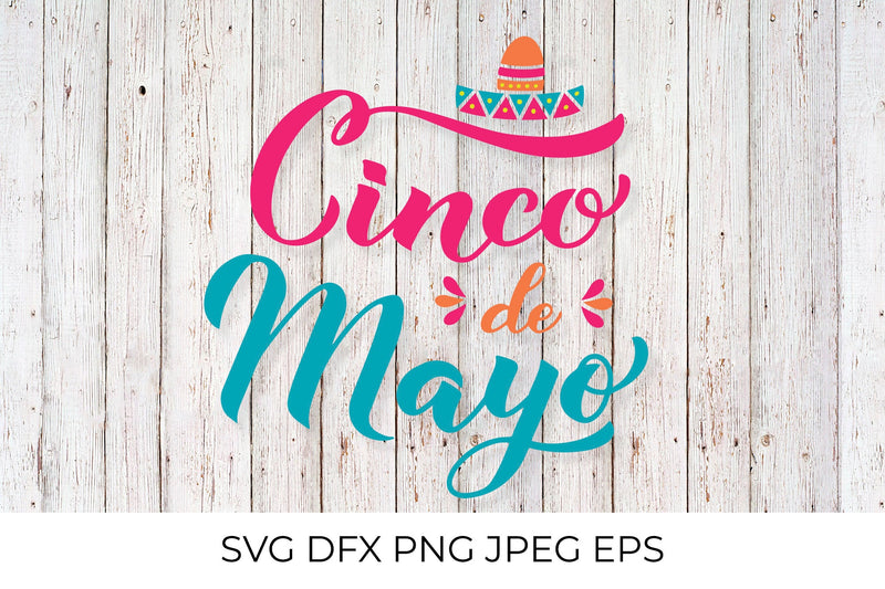 Cinco De Mayo calligraphy hand lettering with Sombrero hat - So Fontsy