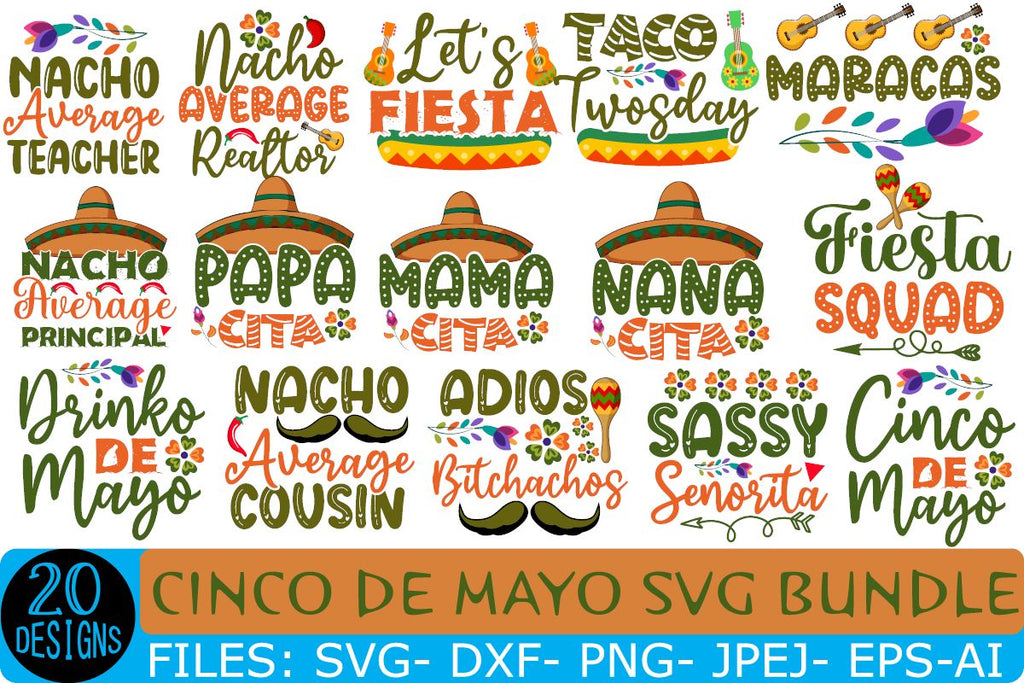 Cinco De Mayo SVG Bundle,Cinco De Mayo SVG Bundle Quotes, Let's Fiesta ...