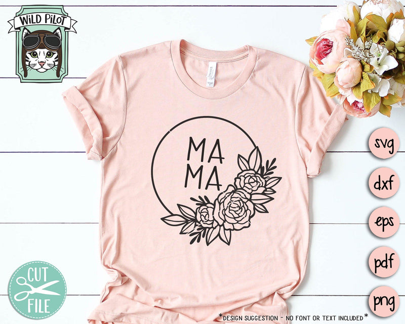 Circle Flower Monogram Frame SVG Cut File - So Fontsy