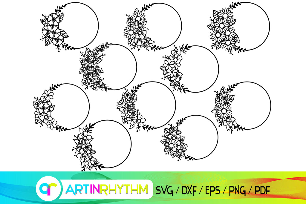circle monogram svg, floral svg, svg bundle - So Fontsy