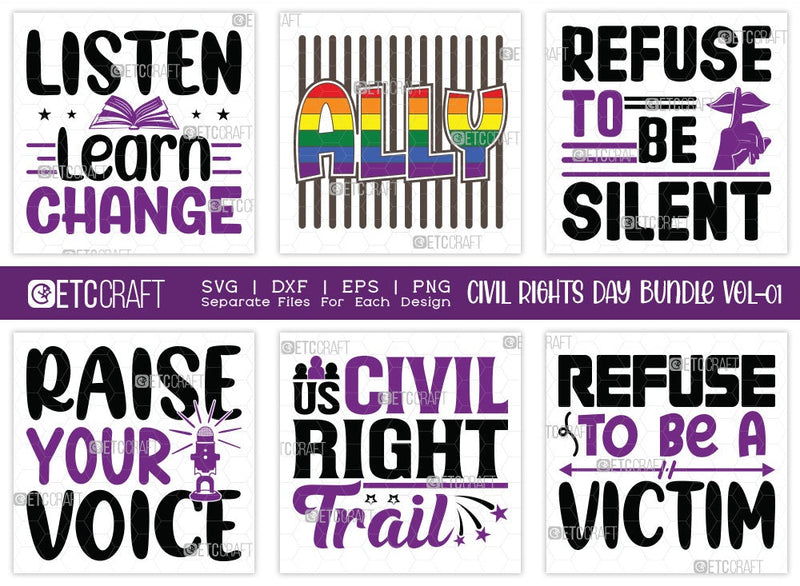 Civil Rights Day Bundle-01 | Listen Learn Change Svg | Ally Svg ...