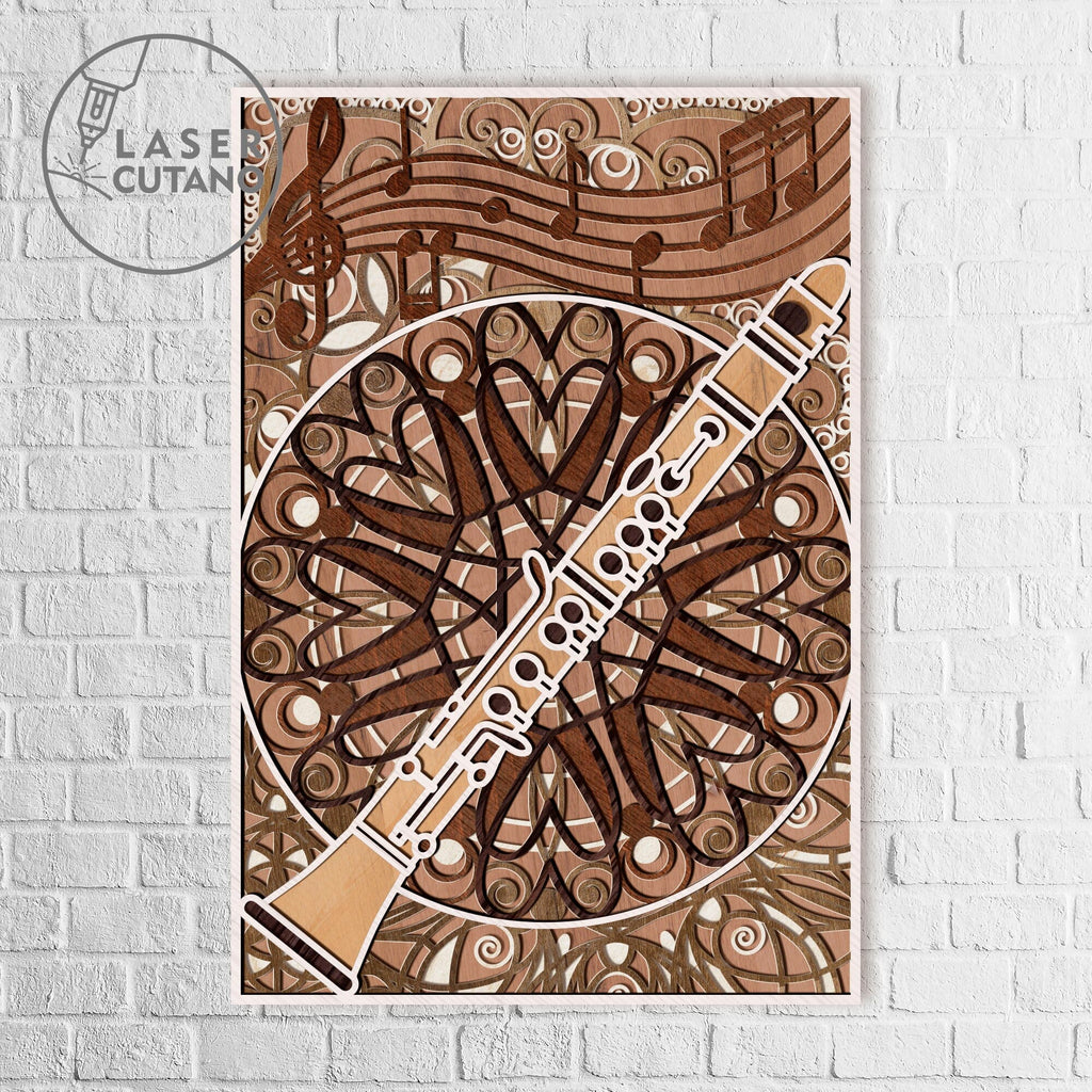 CLARINET Music Cut Template, Wall Decor - So Fontsy