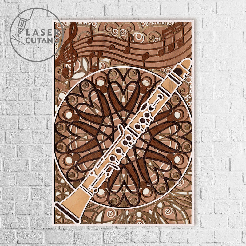 CLARINET Music Cut Template, Wall Decor - So Fontsy