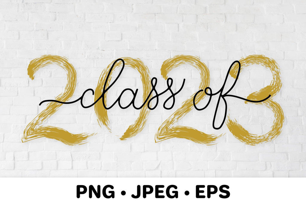 Class of 2023 lettering with gold brush stroke sublimation - So Fontsy