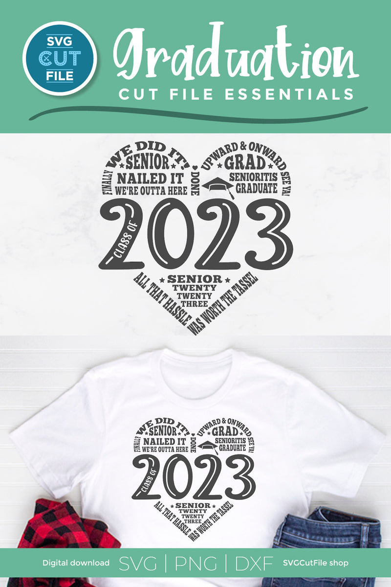 Class of 2023 svg with Subway Art Heart - So Fontsy
