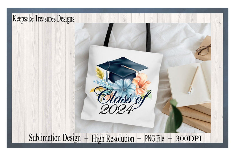 Class Of 2024 Graduation Cap With Flowers, Senior 2024 PNG Sublimation ...