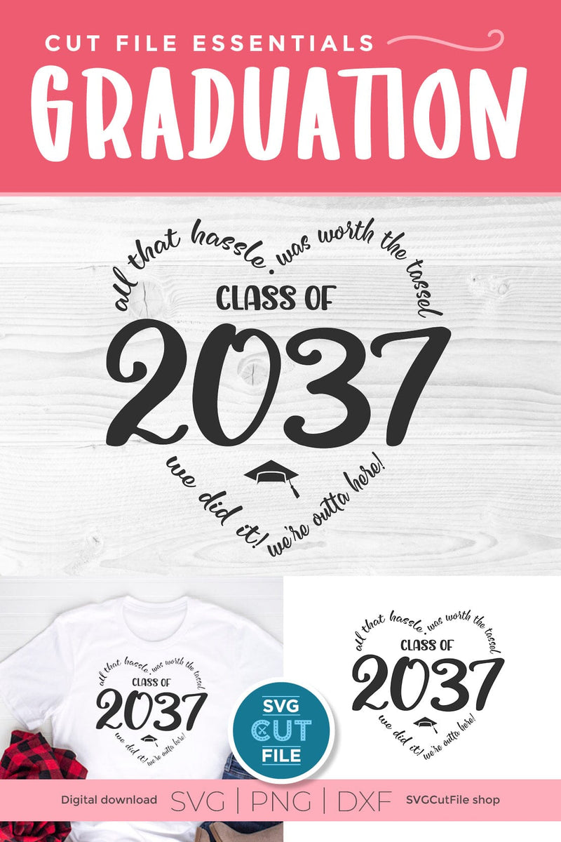 Class of 2037 svg for Preschool and Kindergarten Graduating Seniors - So Fontsy