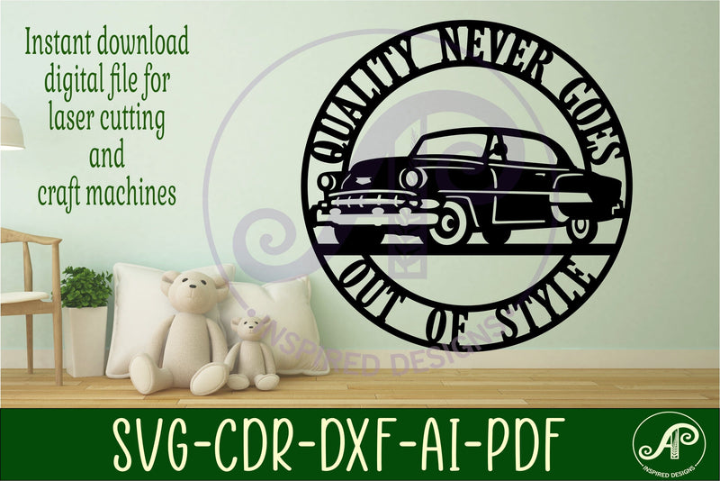 Classic car wall sign, SVG file. vector file - So Fontsy