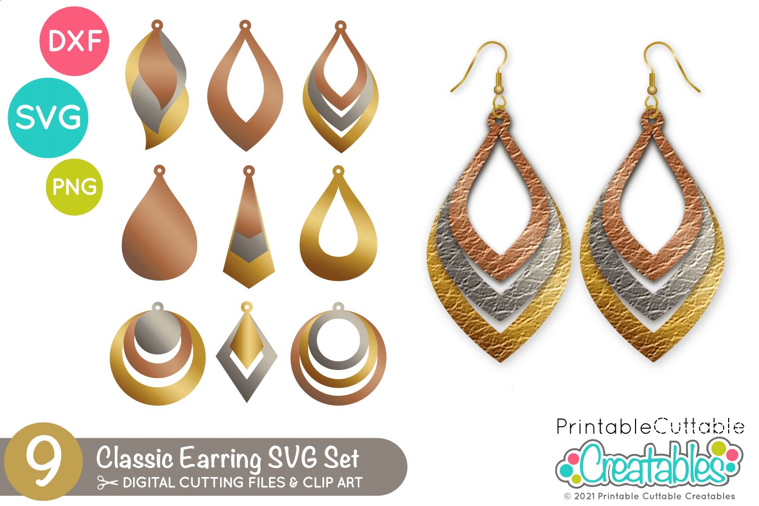 Classic Layered Earrings SVG - So Fontsy