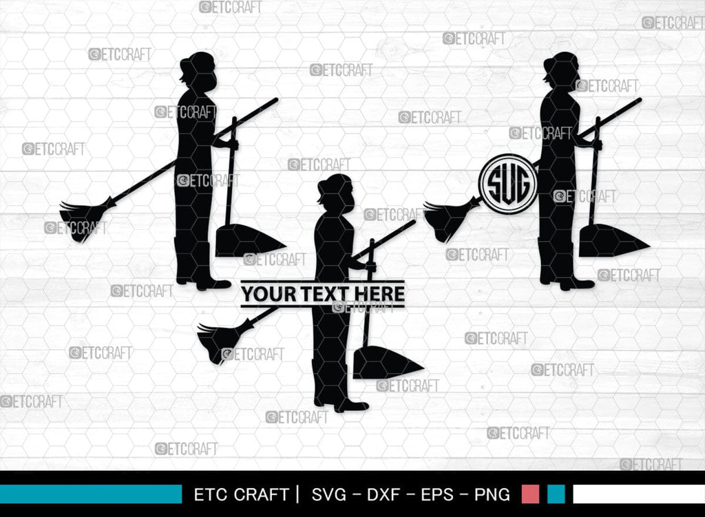 Cleaning Women Monogram, Cleaning Women Silhouette, Cleaning Women SVG ...