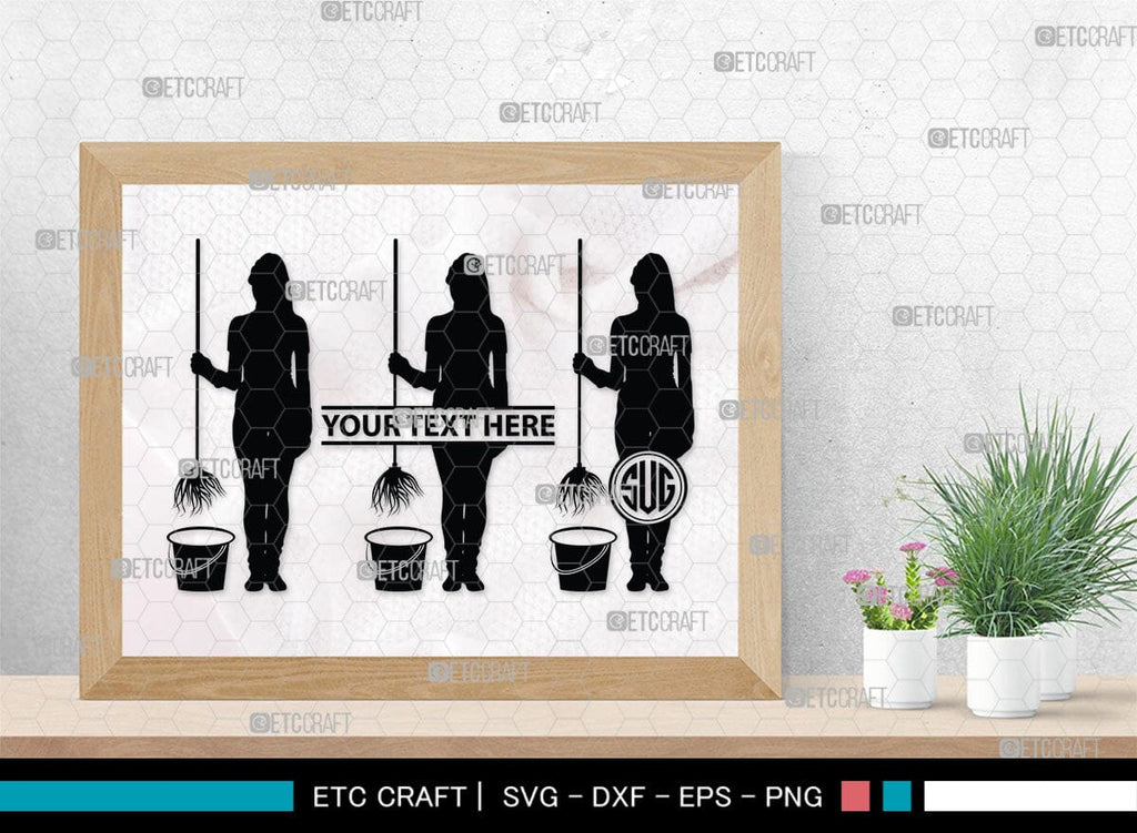 Cleaning Women Monogram, Cleaning Women Silhouette, Cleaning Women SVG ...