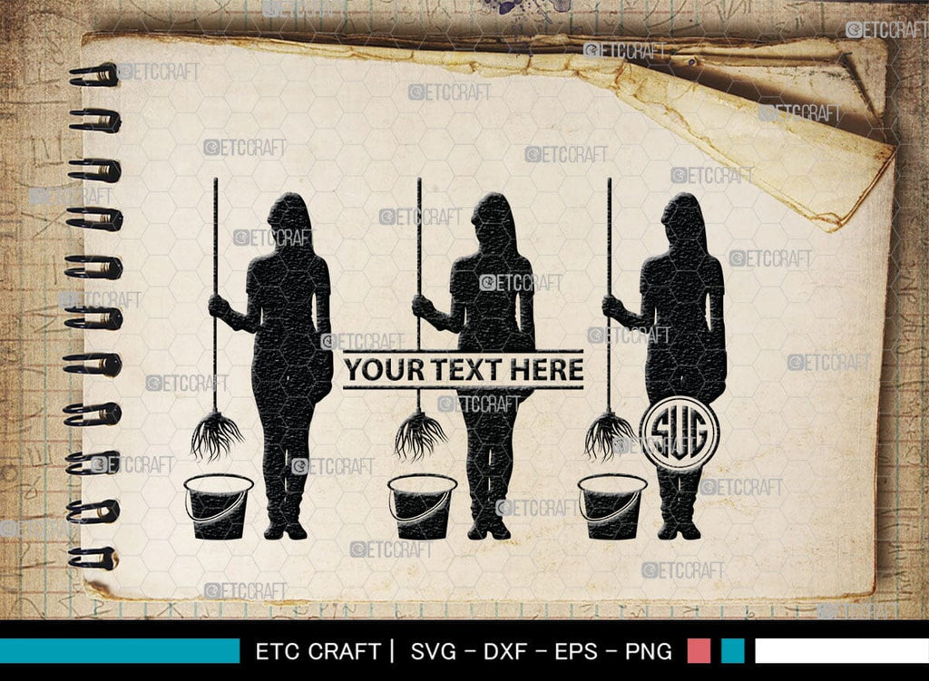 Cleaning Women Monogram, Cleaning Women Silhouette, Cleaning Women SVG ...