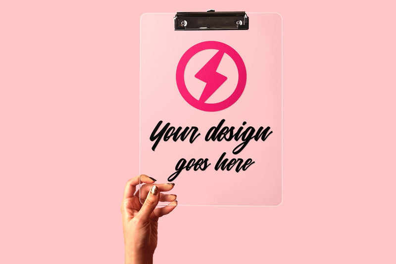 Clear Clipboard Front with Hand Product Mock Up - So Fontsy