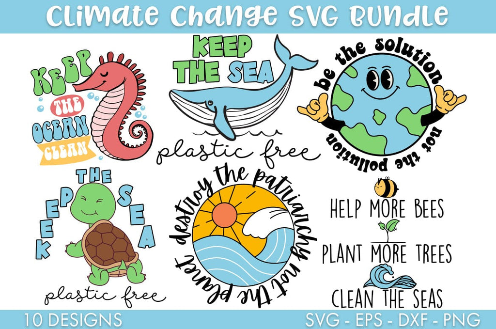 Climate Change Earth Day SVG Bundle PNG Cut file - So Fontsy