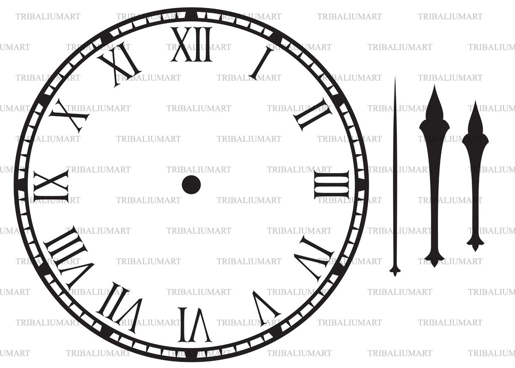 Clock and clock hands. Cut files for Cricut. Clip Art (eps, svg, pdf ...