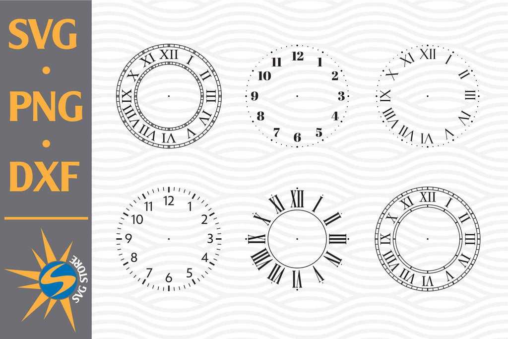 Clock Face SVG, PNG, DXF Digital Files Include - So Fontsy