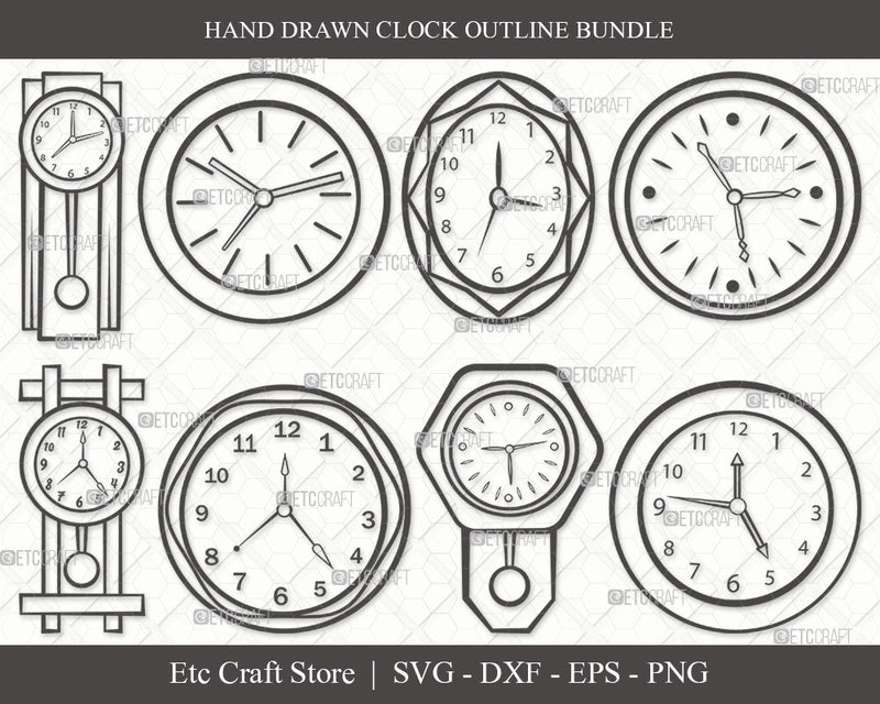 Clock Outline SVG Cut File, Clock Face Svg, Watch Face Svg, Watch Svg ...