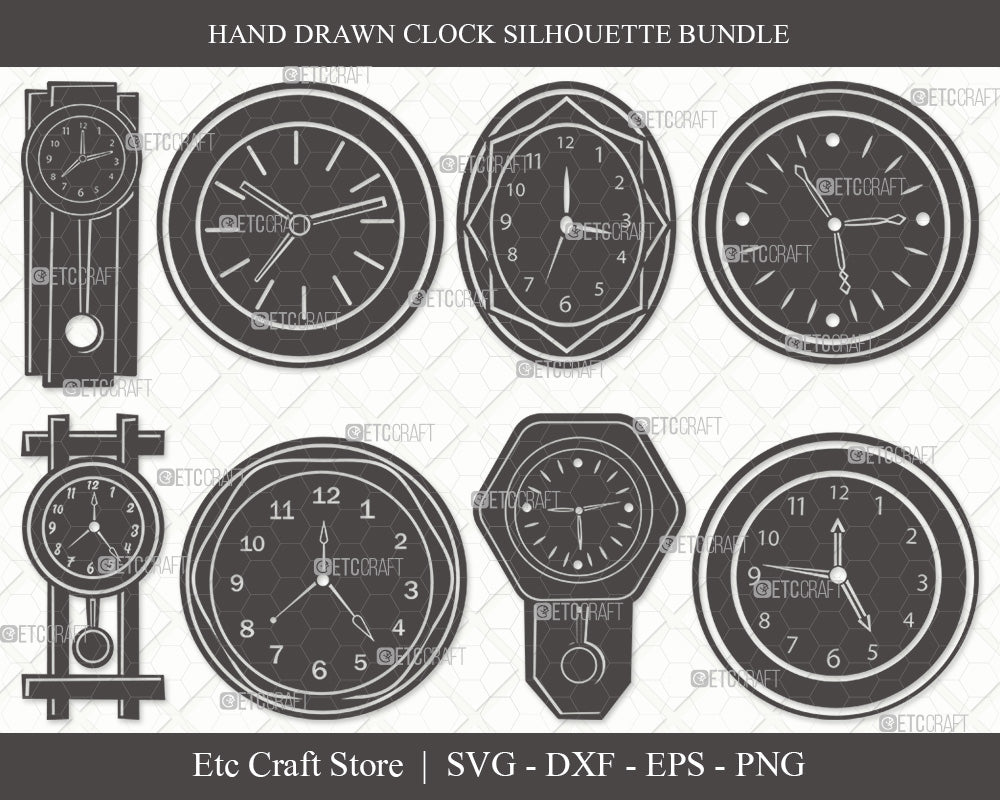 Clock Silhouette SVG Cut File, Clock Face Svg, Watch Face Svg, Watch ...