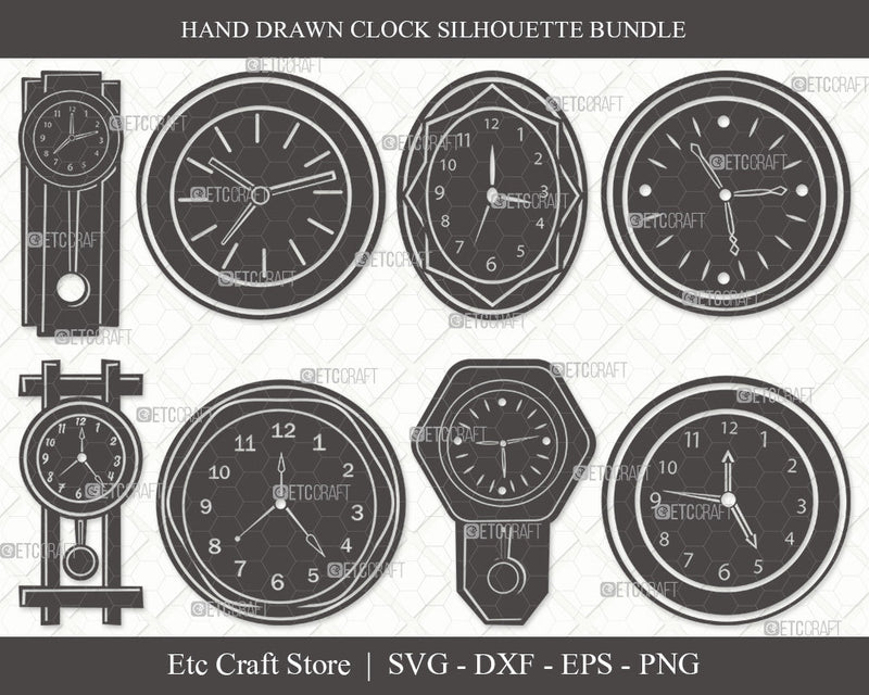 Clock Silhouette SVG Cut File, Clock Face Svg, Watch Face Svg, Watch ...
