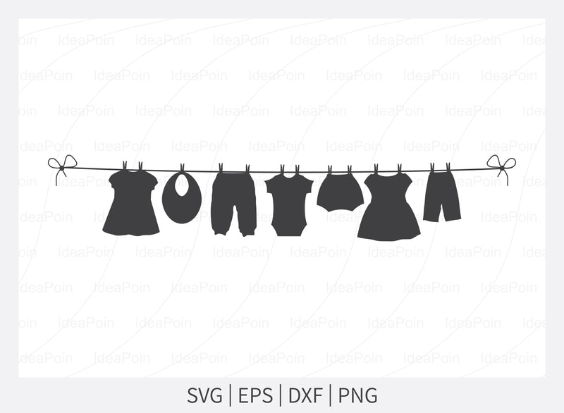 Clothesline silhouette, Clothesline SVG, Line of Clothes SVG, Clothes ...