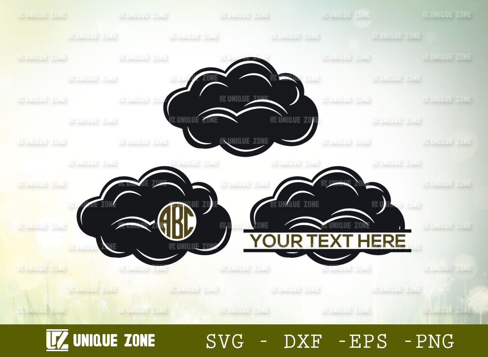 Cloud Bundle SVG Monogram, Weather Svg, Sky Svg, Rain Cloud Svg, Cloud ...