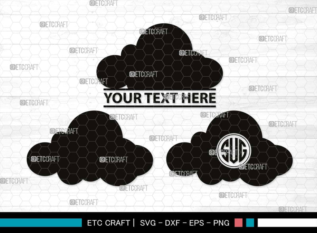 Cloud Monogram, Cloud Silhouette, Cloud SVG, Rain Cloud Svg, Sky Svg ...