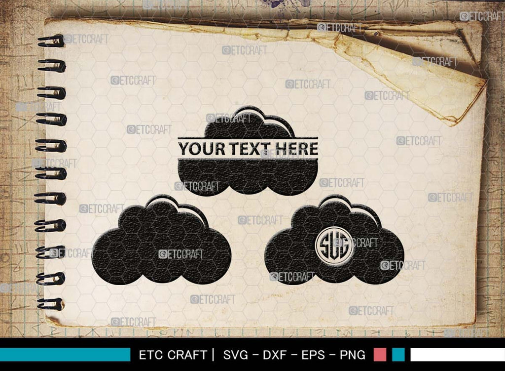 Cloud Monogram, Cloud Silhouette, Cloud SVG, Rain Cloud Svg, Sky Svg ...