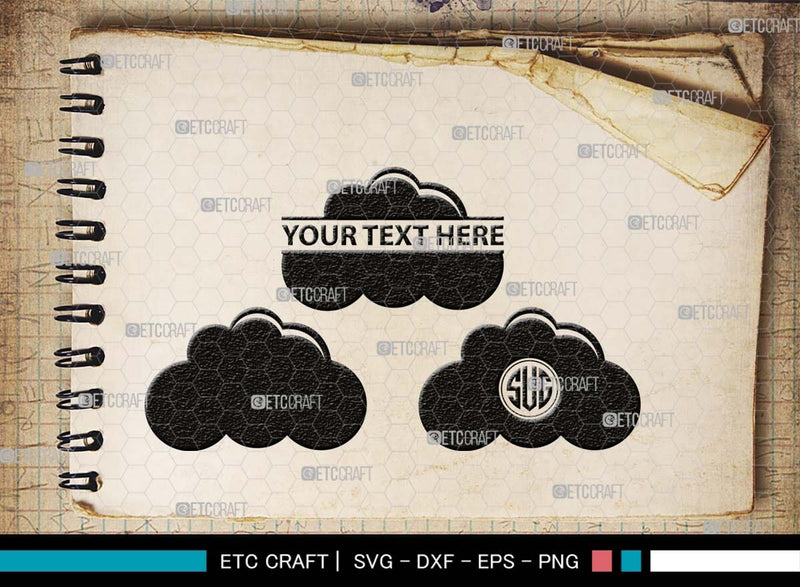 Cloud Monogram, Cloud Silhouette, Cloud SVG, Rain Cloud Svg, Sky Svg ...