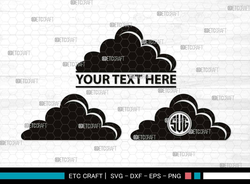Cloud Monogram, Cloud Silhouette, Cloud SVG, Rain Cloud Svg, Sky Svg ...