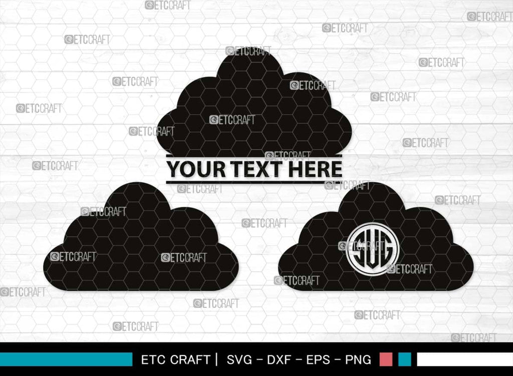 Cloud Monogram, Cloud Silhouette, Cloud SVG, Rain Cloud Svg, Sky Svg ...
