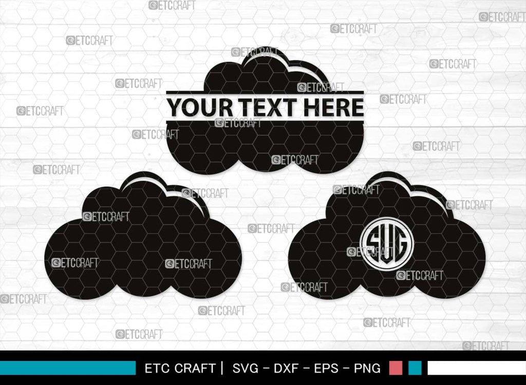 Cloud Monogram, Cloud Silhouette, Cloud SVG, Rain Cloud Svg, Sky Svg ...