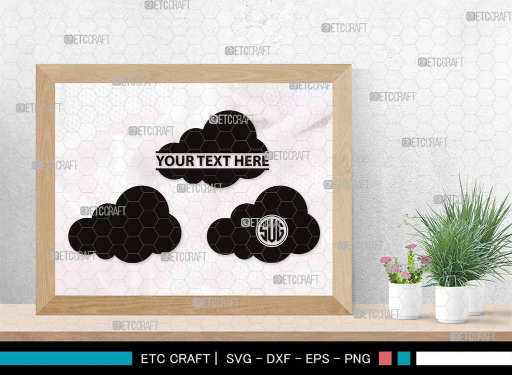 Cloud Monogram, Cloud Silhouette, Cloud SVG, Rain Cloud Svg, Sky Svg ...