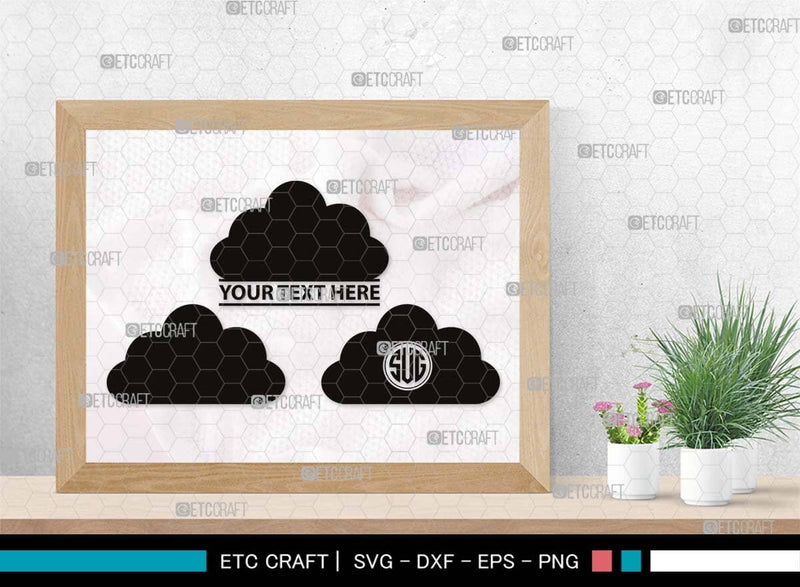 Cloud Monogram, Cloud Silhouette, Cloud SVG, Rain Cloud Svg, Sky Svg ...