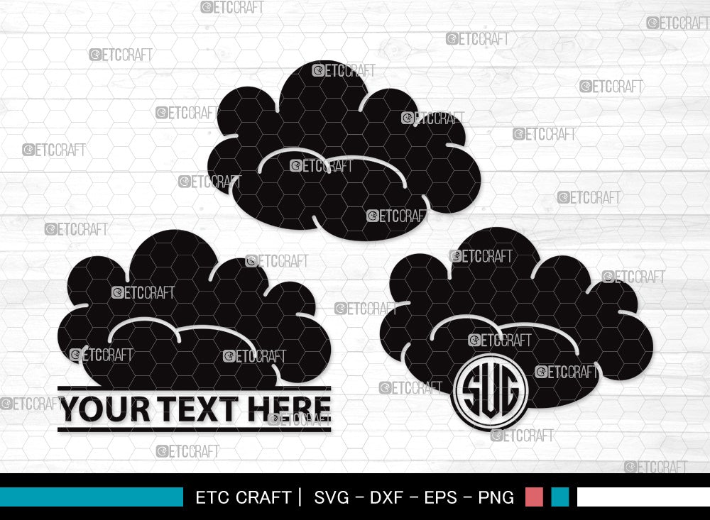 Cloud Monogram SVG | Rain Cloud Svg | Weather Svg | Sky Svg | Clouds ...