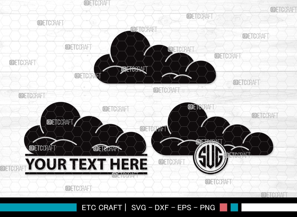 Cloud Monogram SVG | Rain Cloud Svg | Weather Svg | Sky Svg | Clouds ...