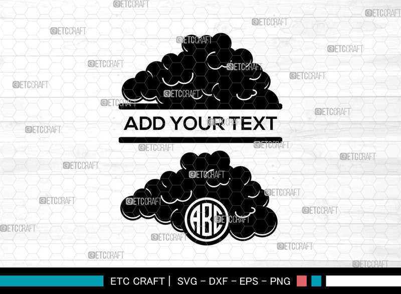 Cloud Monogram SVG, Weather Svg, Sky Svg, Rain Cloud Svg, Split ...