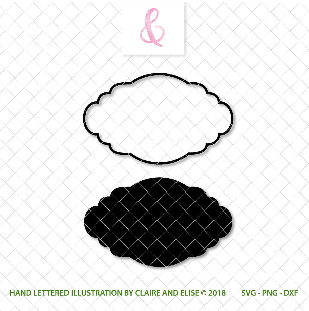Cloud / Scalloped Monogram Frame - SVG PNG DXF - So Fontsy